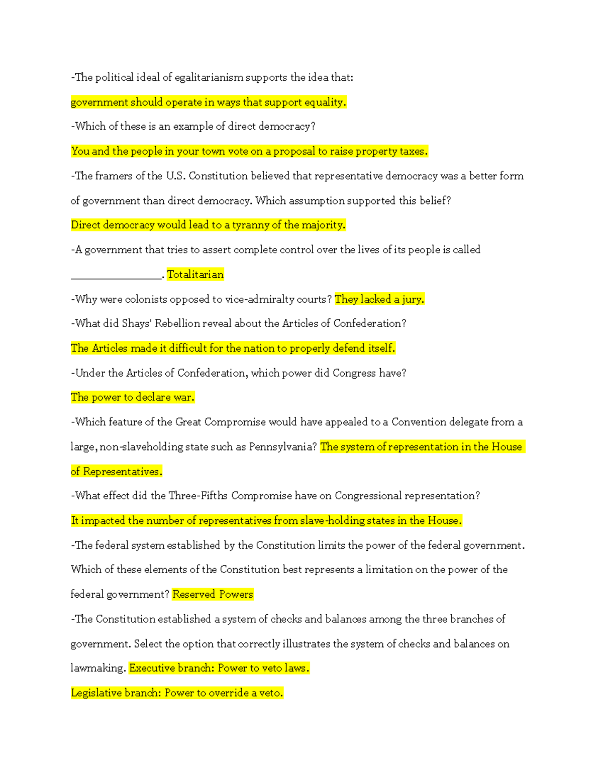 US Government Study Guide: Key Concepts & Constitutional Principles ...
