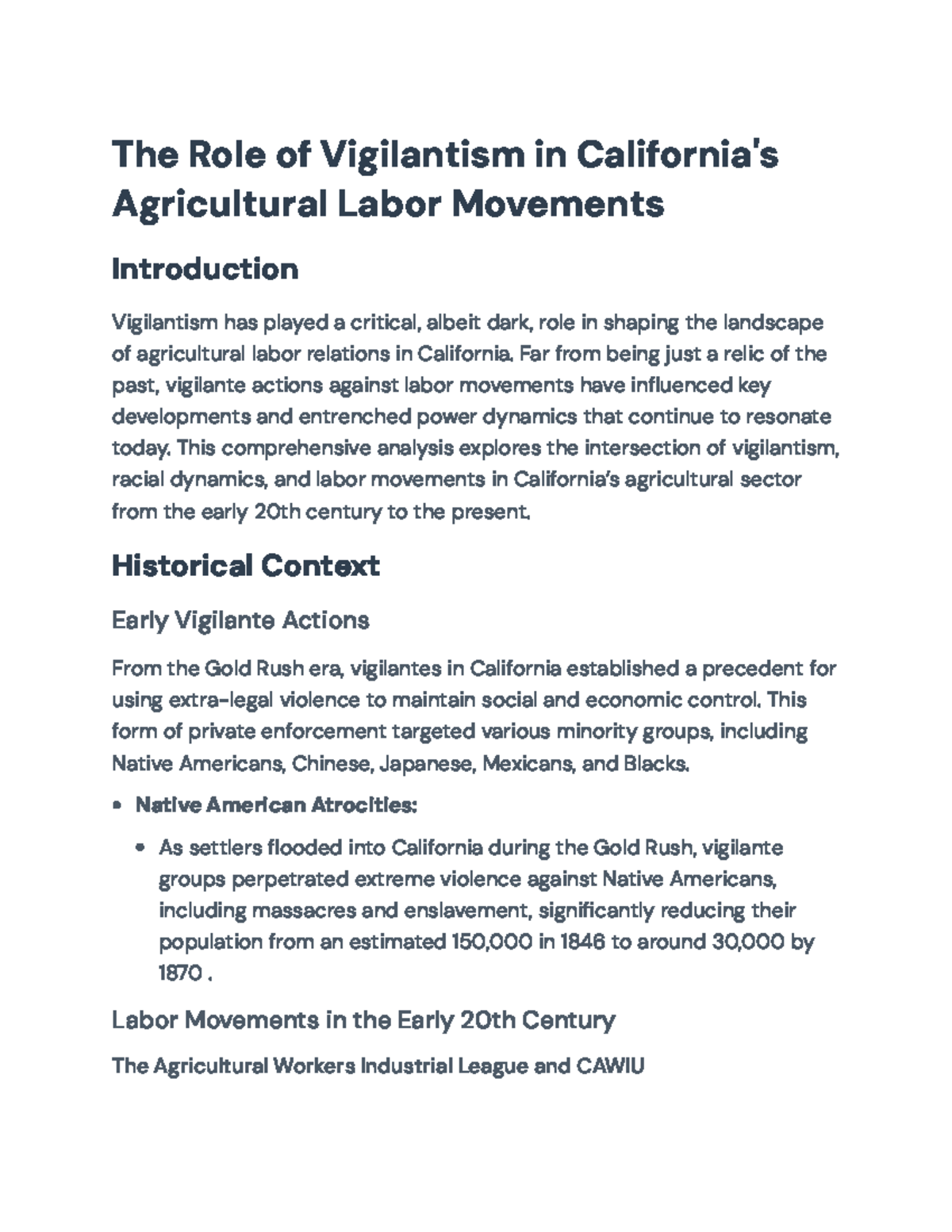 The Role of Vigilantism in California's Agricultural Labor Movements ...