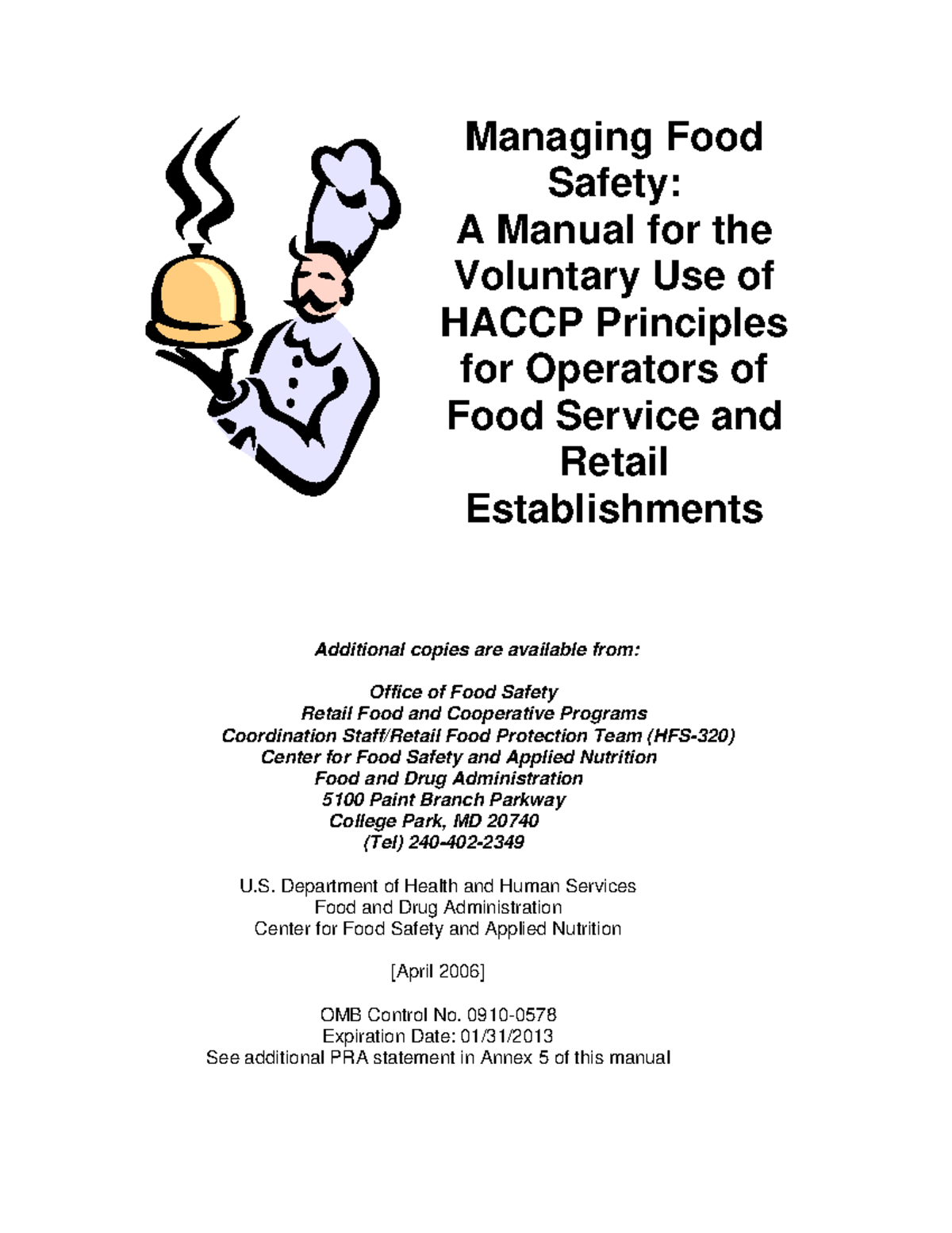 Managing Food Safety - A Manual for the Voluntary Use of Haccp ...