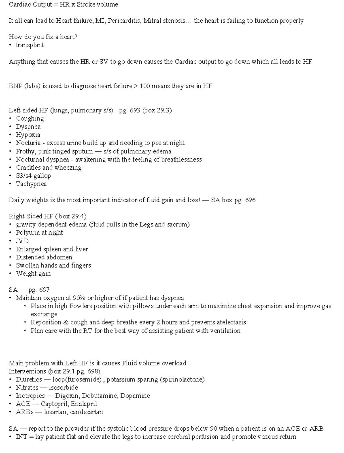 Streb Notes: Cardiac Unit 2 & 3 Exam 1 - Heart Failure & Dysrhythmias ...