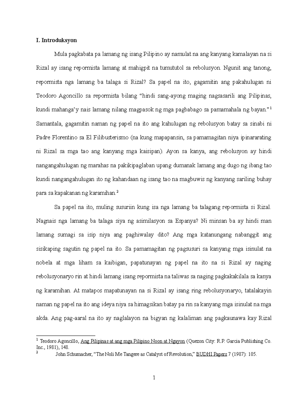 67442823 Rizal: Repormista o Rebolusyonaryo? Isang Pagsusuri - Studocu