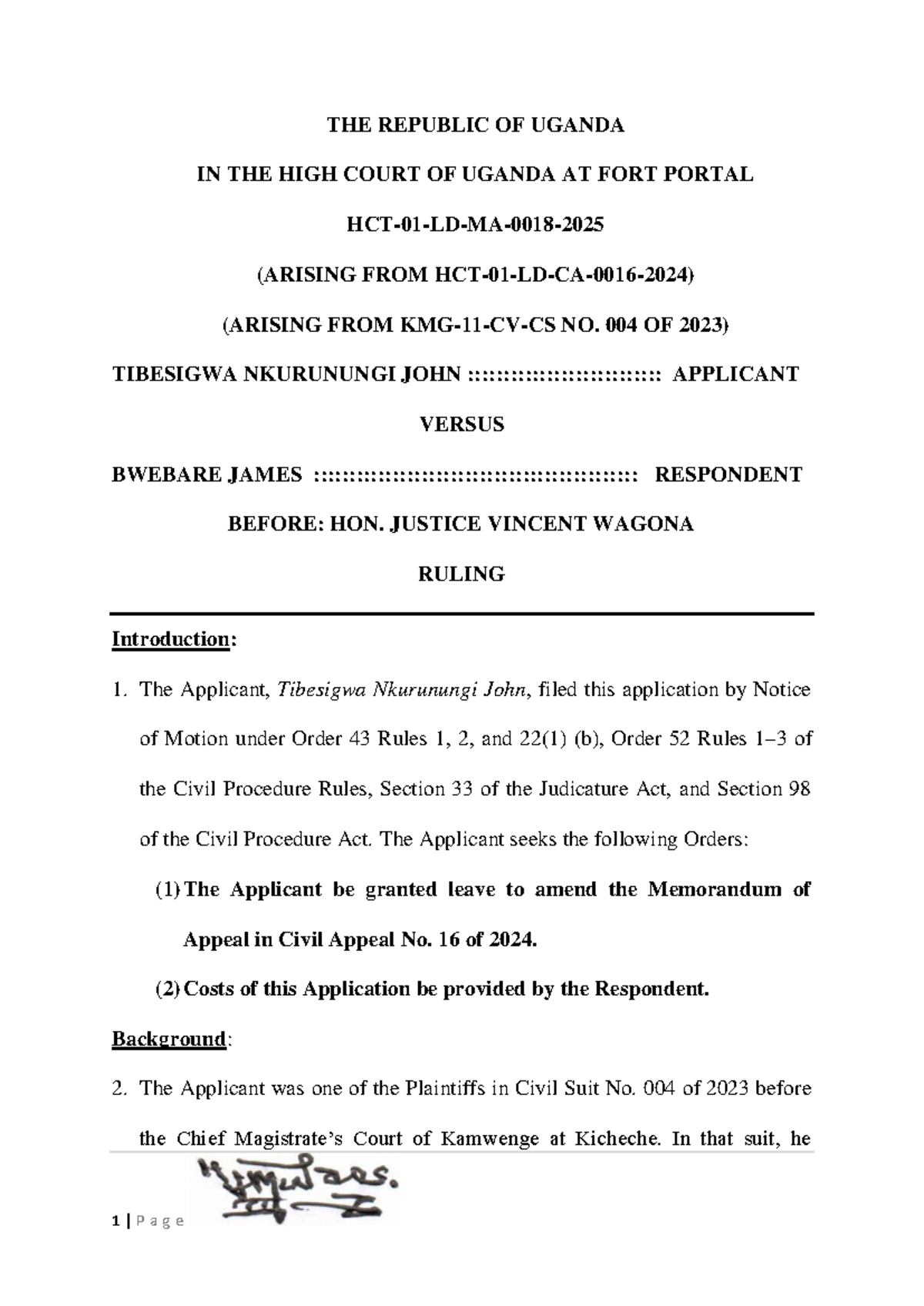 Framing Grounds of Appeal: Tibesigwa Nkurunungi v. Bwebare James (Civil ...