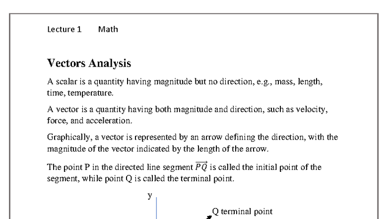 Lecture 1 Math Vectors Analysis and Geometric Operations - Studocu