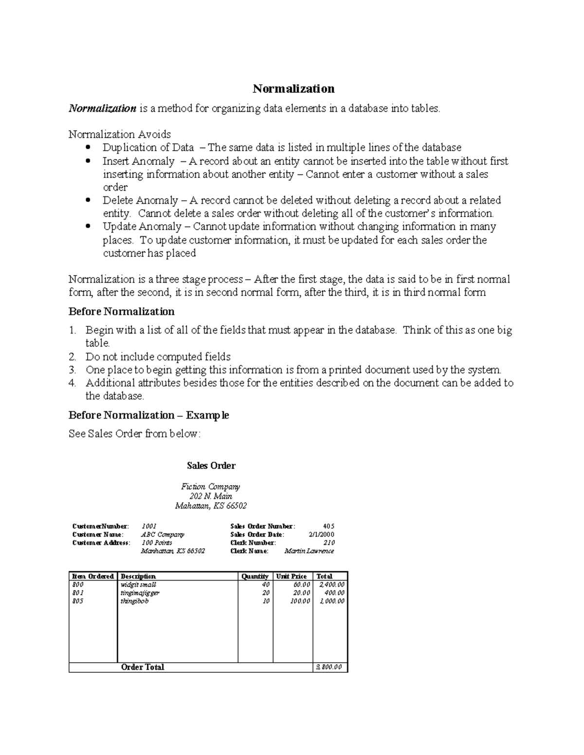 Normalization in DBMS: Understanding Data Organization and Anomalies - Studocu