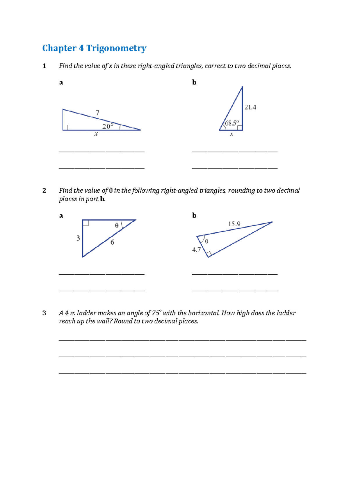 Trigonometrical Applications - Chapter 4 Exercises & Solutions - Studocu