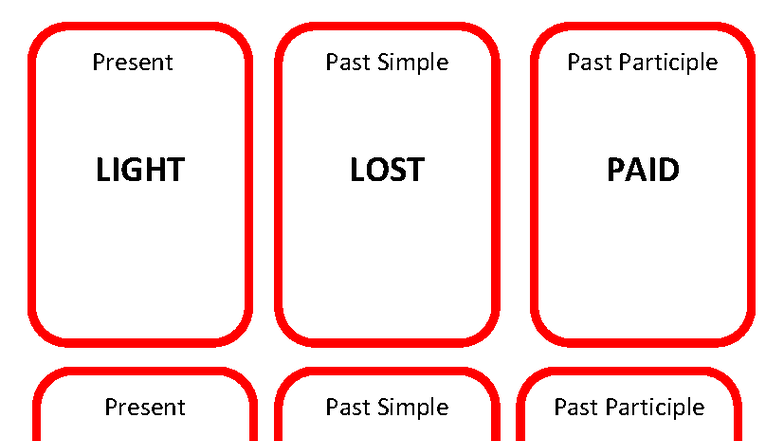Uno Card Irregular Verbs: Present, Past, and Participle Forms - Studocu