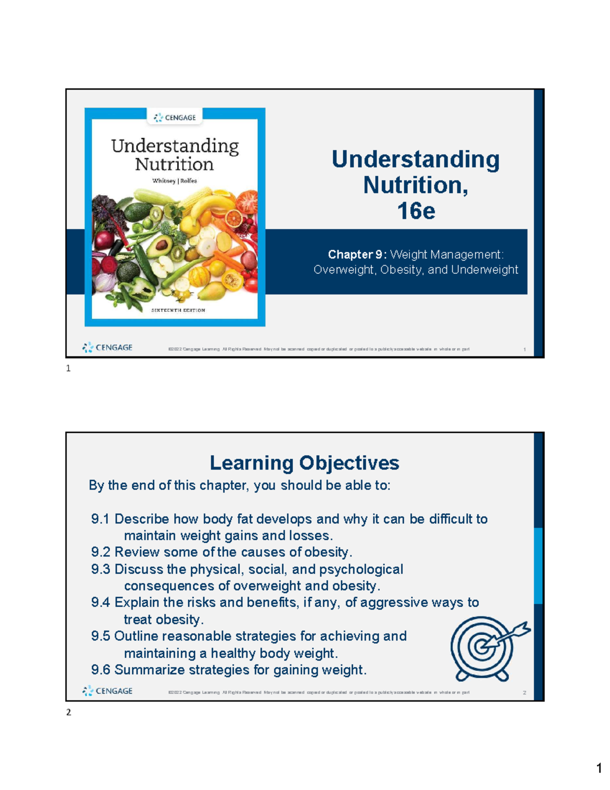 NUTR 376 Chapter 9: Weight Management - Overweight, Obesity ...