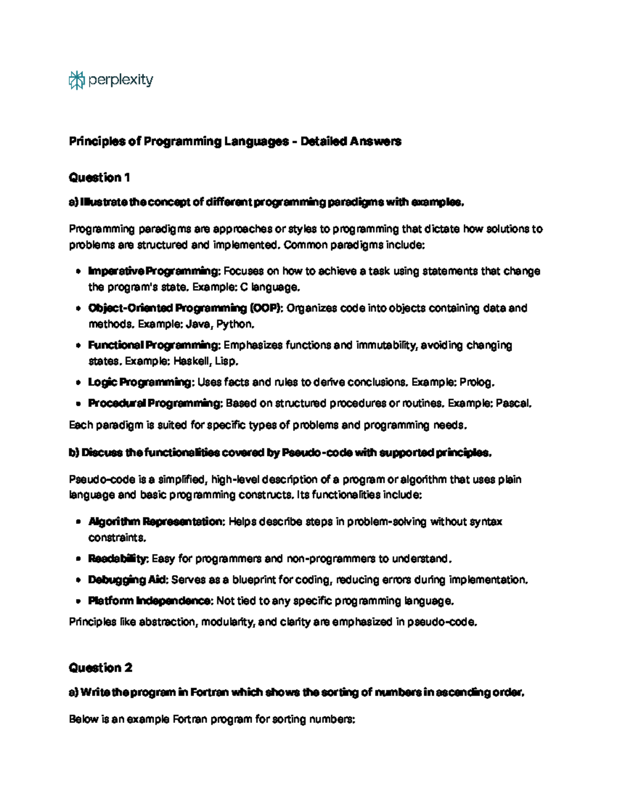 Principles of Programming Languages - Detailed Ans - a) Illustrate the ...