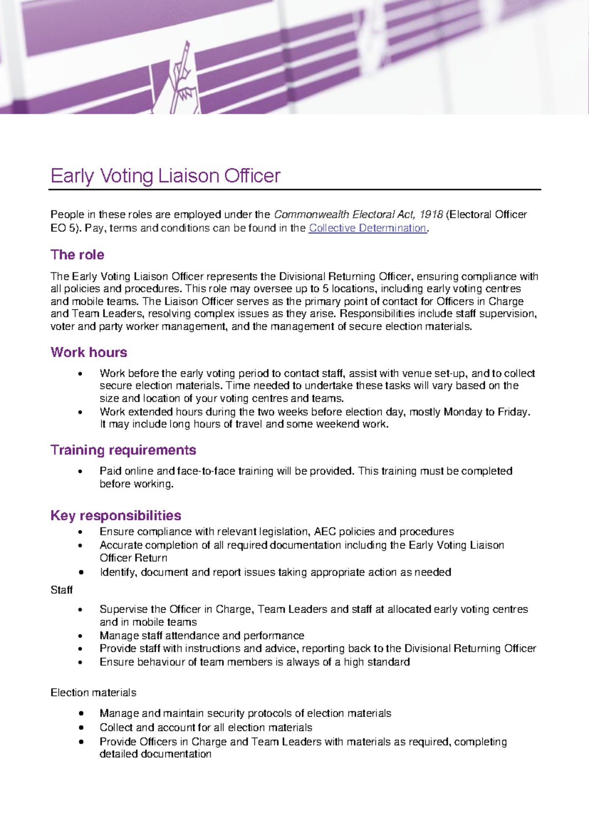 Early Voting Liaison Officer EO5: Role, Responsibilities, and ...