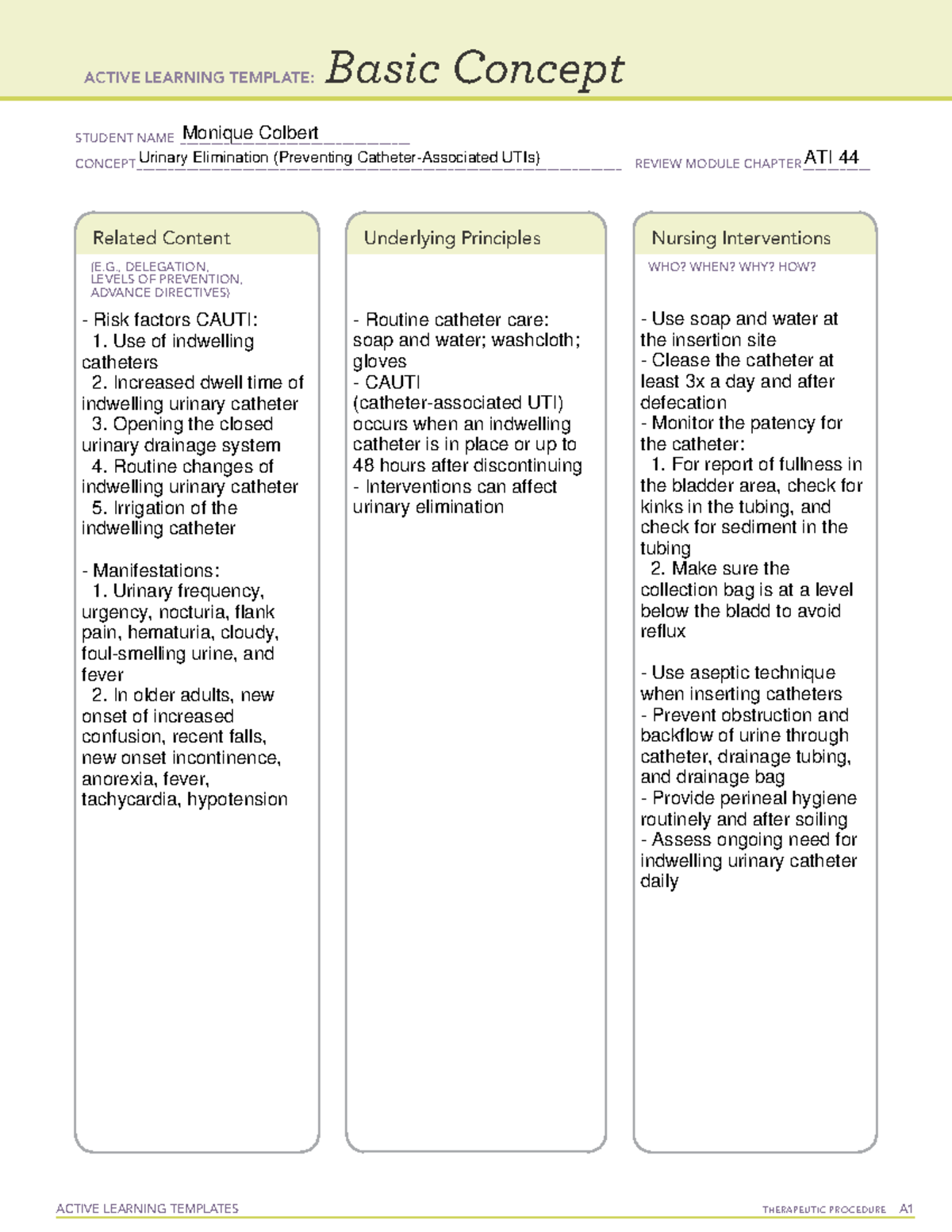 Final Exam Review: Chapter 44 Urinary Elimination & CAUTI Prevention - Studocu