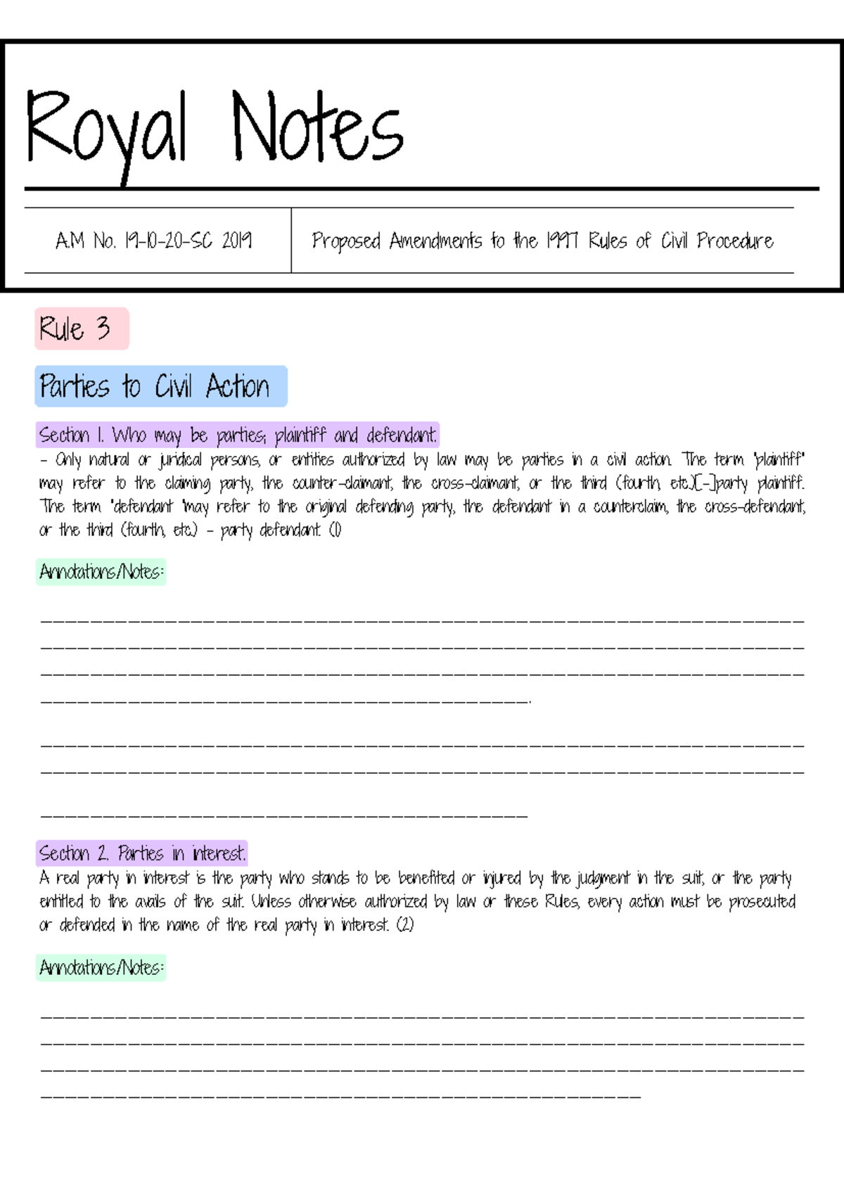 A.M. No. 2019: Proposed Amendments to Rule 3 - Parties in Civil Actions ...