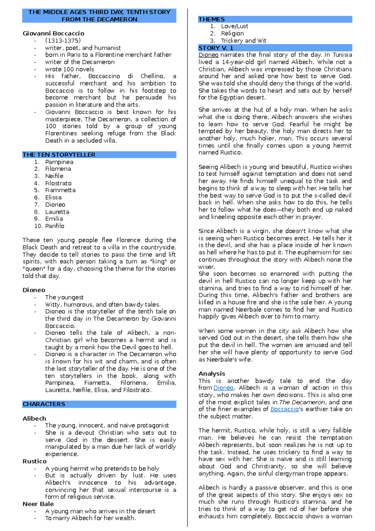 Great Books (ENG 101) Week 14: The Decameron - Third Day, Tenth Story ...