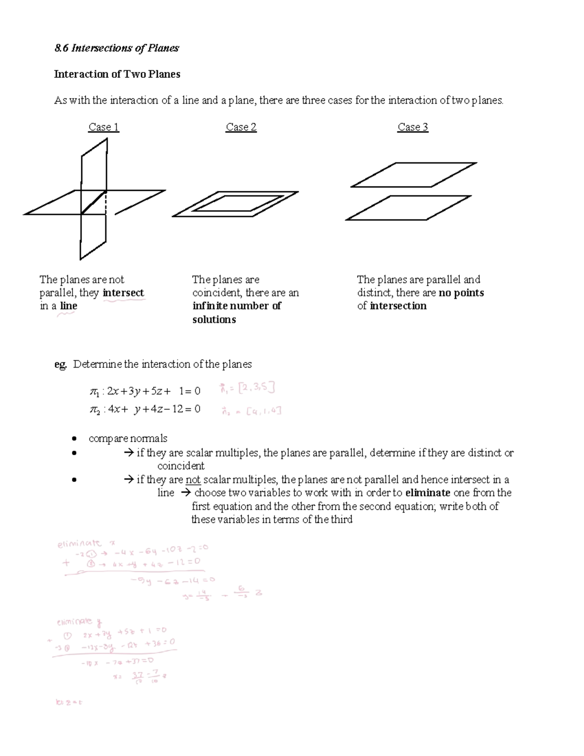 8.6 Intersections of Planes: Analyzing Plane Interactions and Solutions ...