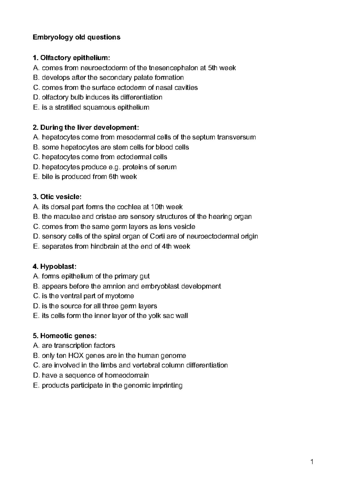 Embryology Quiz Questions and Answers (Course Code: EMB 101) - Studocu