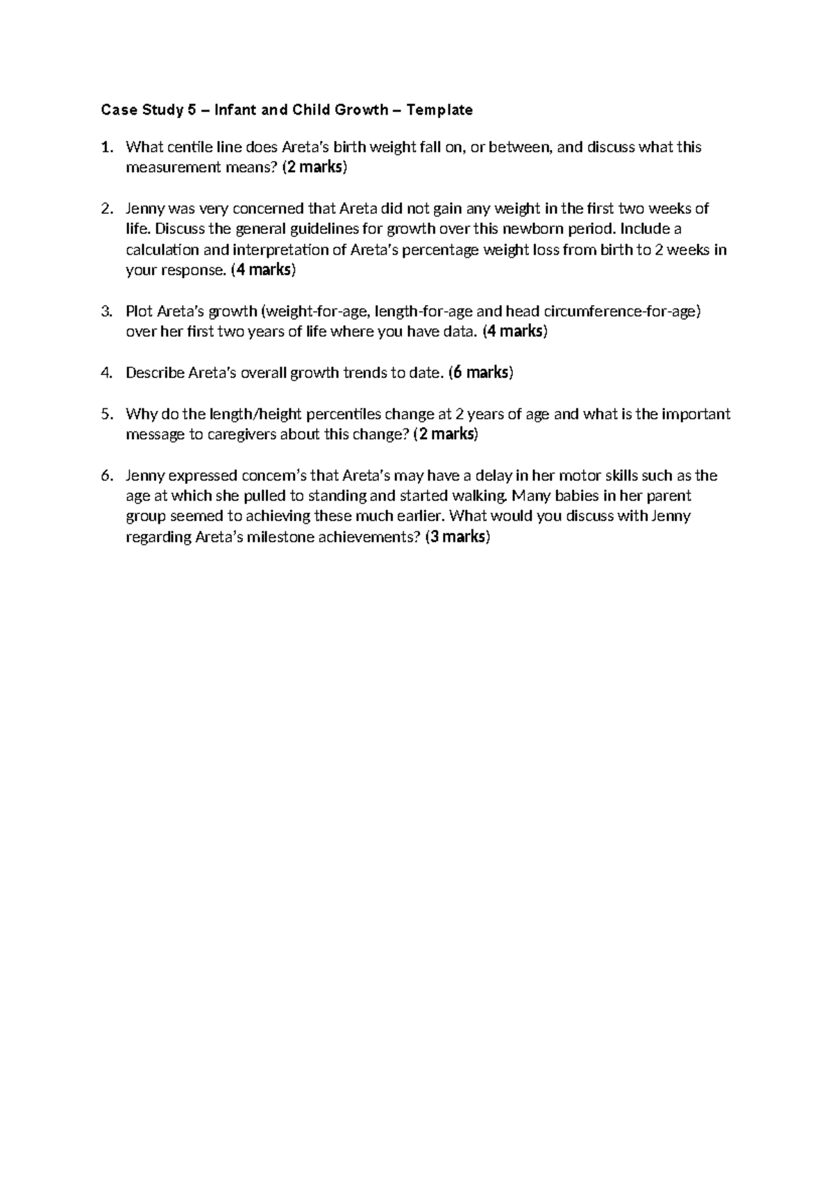 Case Study 5 Template - Case Study 5 – Infant and Child Growth ...