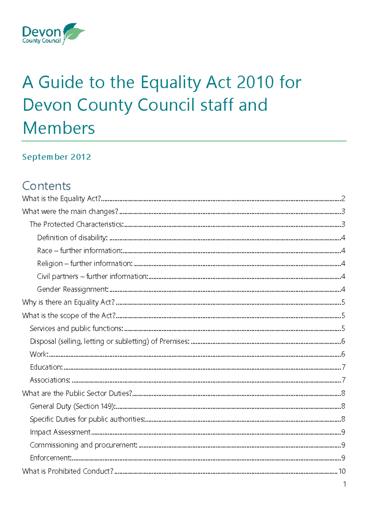 A Guide to the Equality Act 2010 for Devon County Council Staff - Studocu