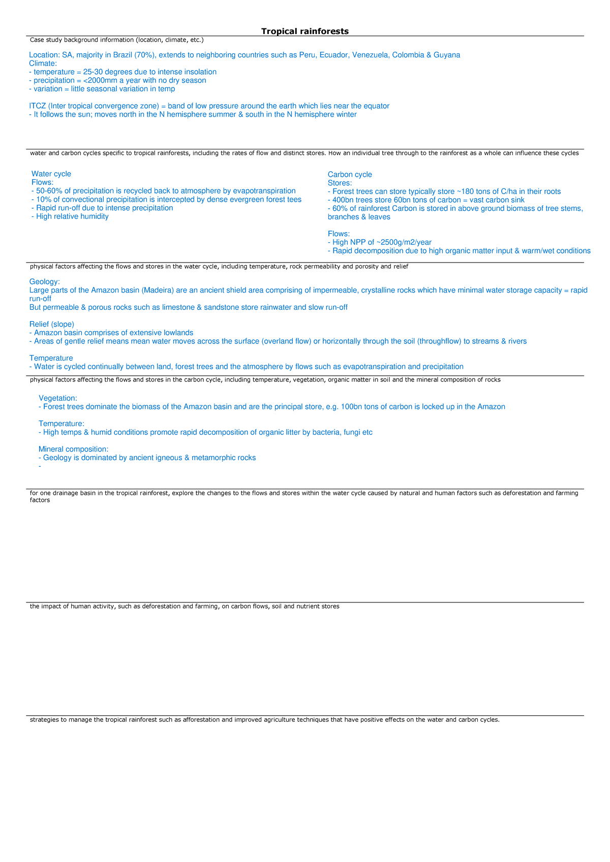 A3 ELSS Case Study handout - Tropical rainforests Case study background ...