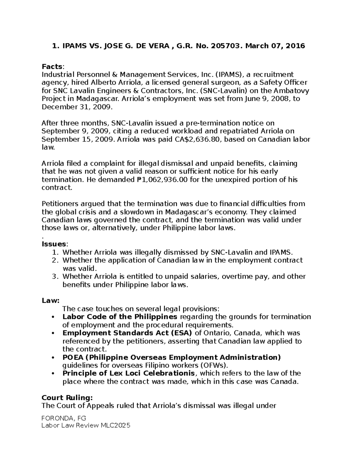 4. Mario C. Madridejos vs. NYK-FIL SHIP Management Inc - 1. IPAMS VS ...