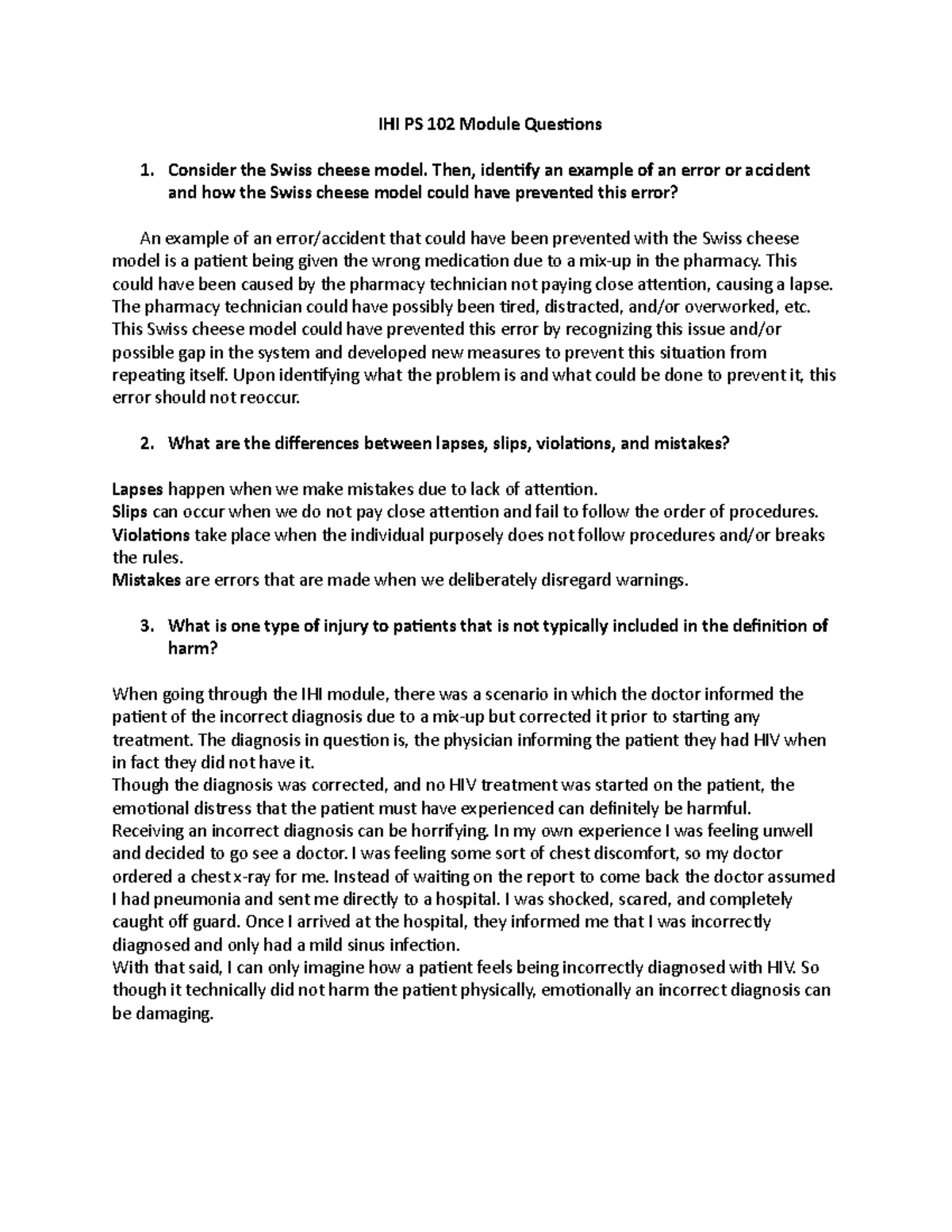 IHI PS 102 Module - coursework - IHI PS 102 Module Questions Consider ...