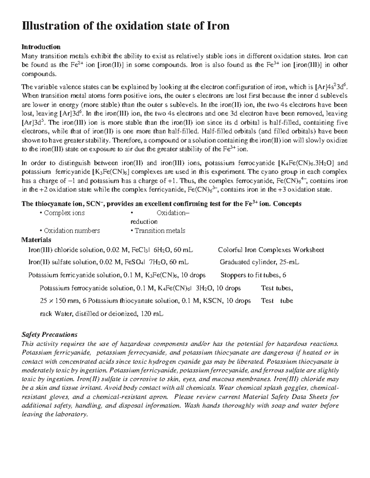 EXP 2 - Iron Oxidation States and Complex Ions in General Physics - Studocu