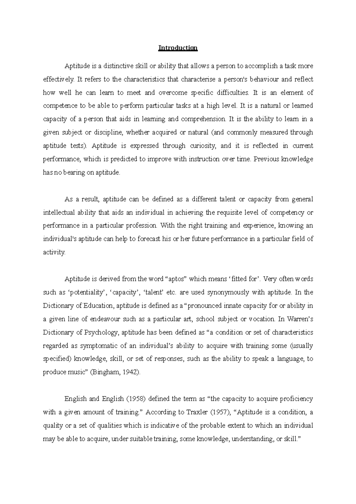 DBDA Introduction: Understanding Aptitude and Ability Assessment - Studocu