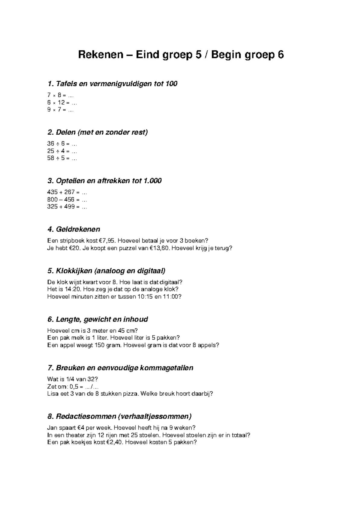 Rekenen Eind Groep 5 - Begin Groep 6: Tafels, Delen en Meer - Studeersnel