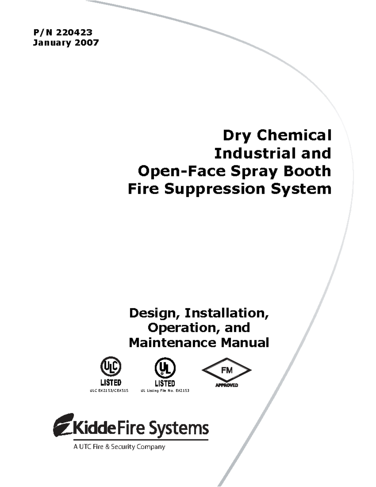 220423 January 2007 Dry Chemical Fire Suppression System Manual - Studocu