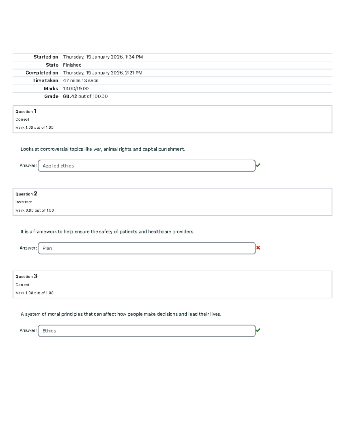 Prelim Quiz 1 Review: Ethics and Bioethics Insights - Studocu
