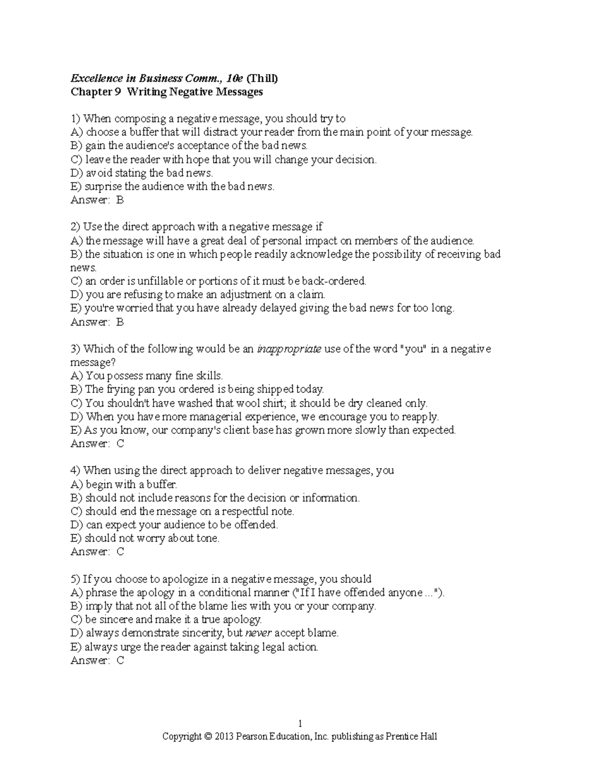 Chapter 9 - notes - Excellence in Business Comm., 10e (Thill) Chapter 9 ...