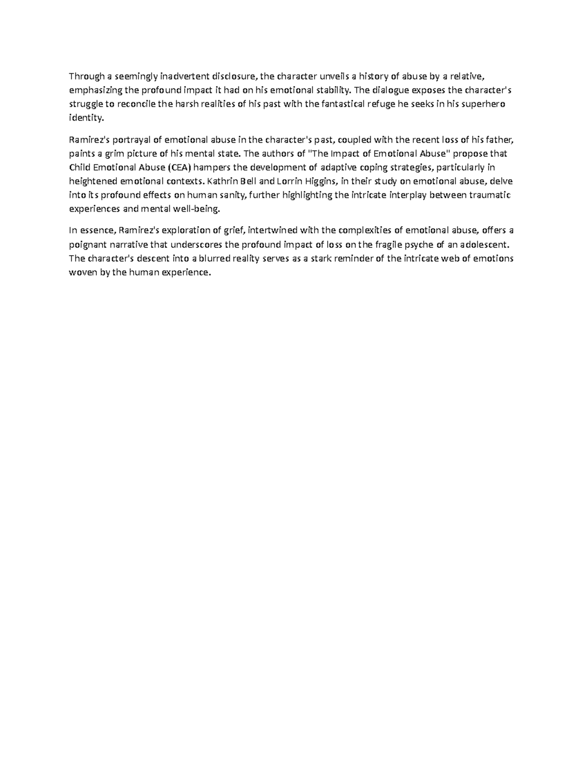 ENG 301: Analyzing Emotional Abuse and Its Impact on Adolescents - Studocu