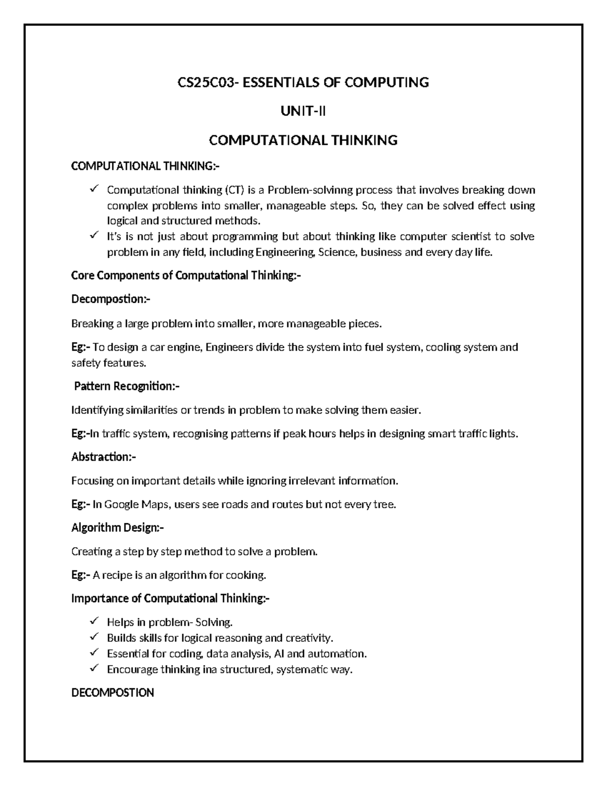 Computational Thinking Essentials: Concepts & Applications - Studocu