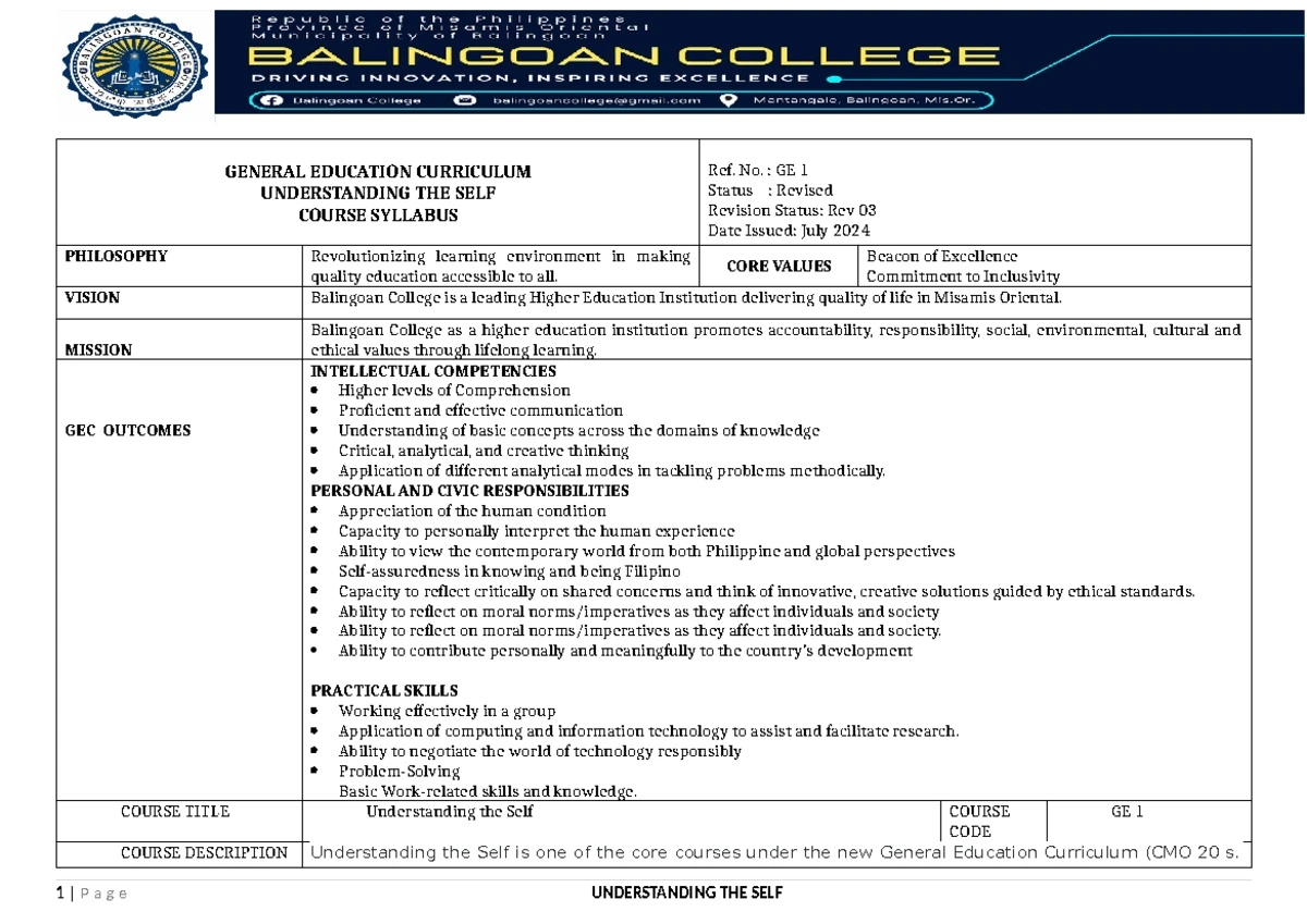 GE 5- Purposive Communication - GENERAL EDUCATION CURRICULUM PURPOSIVE ...