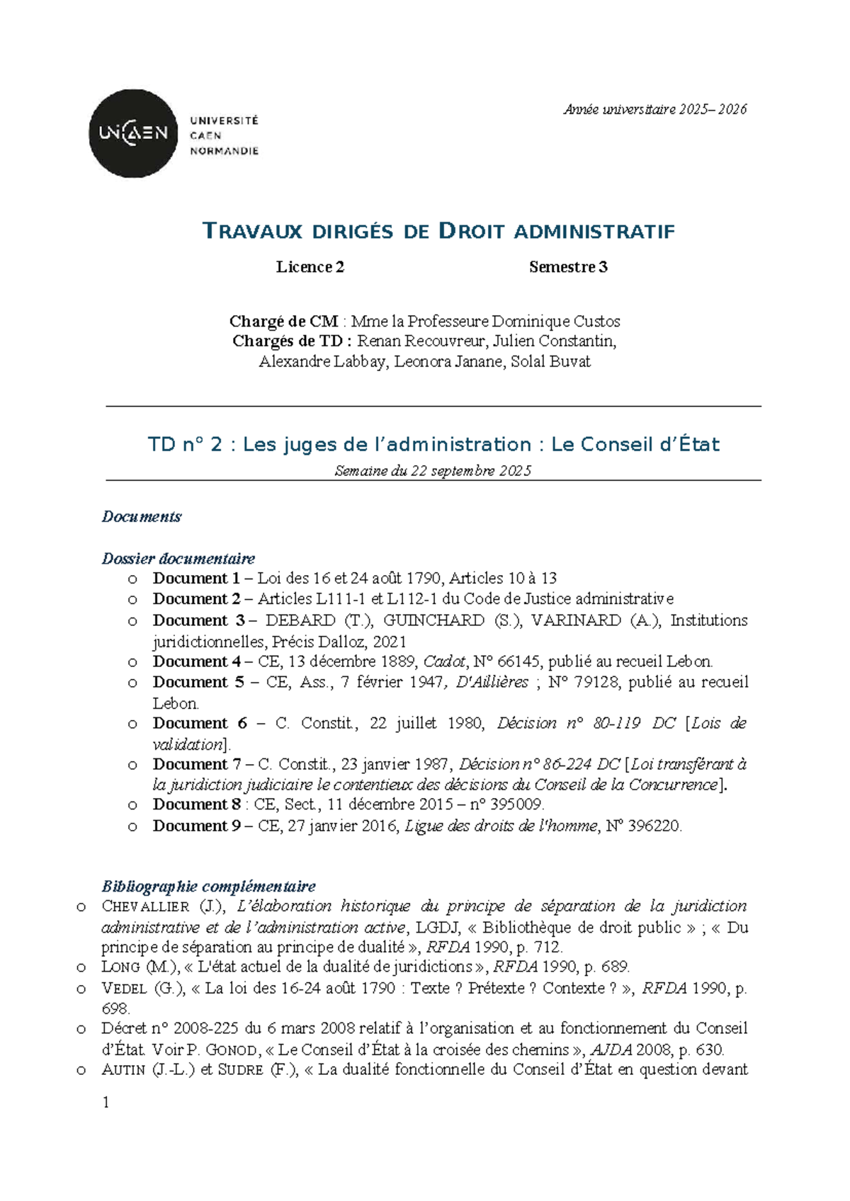 TD 2 : Les Juges Administratifs et le Conseil - Droit Administratif L2 ...