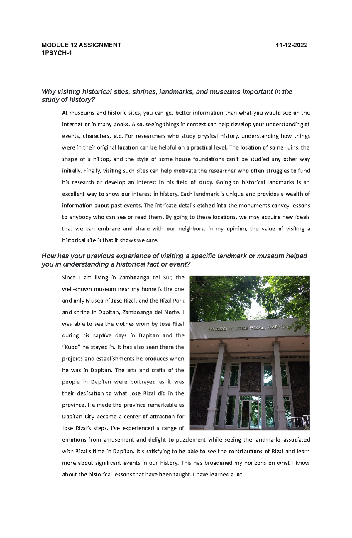 Module 12 Assignment - shhh - MODULE 12 ASSIGNMENT 11-12- 1PSYCH- Why ...