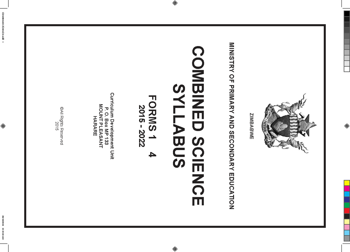 Combined Science Syllabus (Forms 1-4) 2015-2022: Zimbabwe Education ...