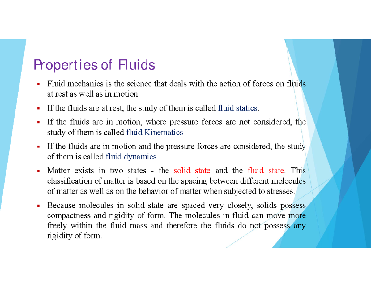 Lecture 1 - Fundamentals of Fluid Properties and Behavior - Studocu