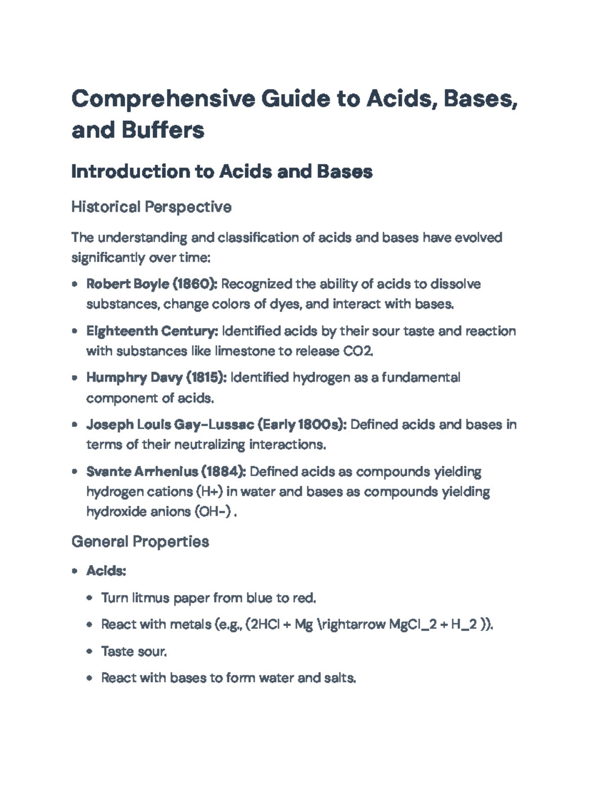 Comprehensive Guide to Acids, Bases, and Buffers: Concepts ...