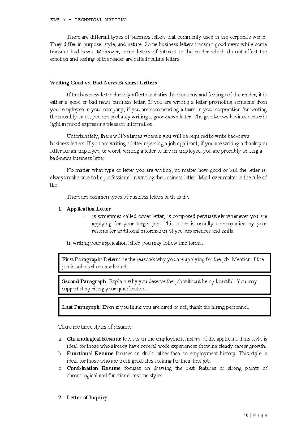 Technical Writing 101: Types of Business Letters Explained - Studocu