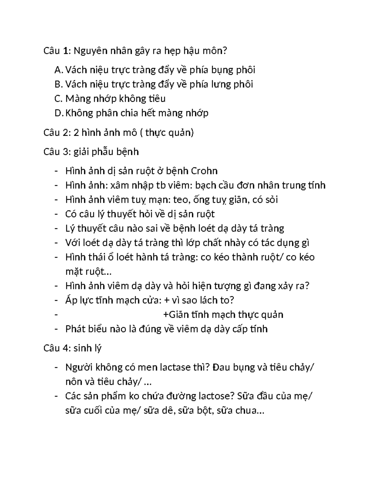 Cuối Kỳ Tiêu Hóa - MD HTH: Nguyên Nhân và Hình Ảnh Bệnh Học - Studocu