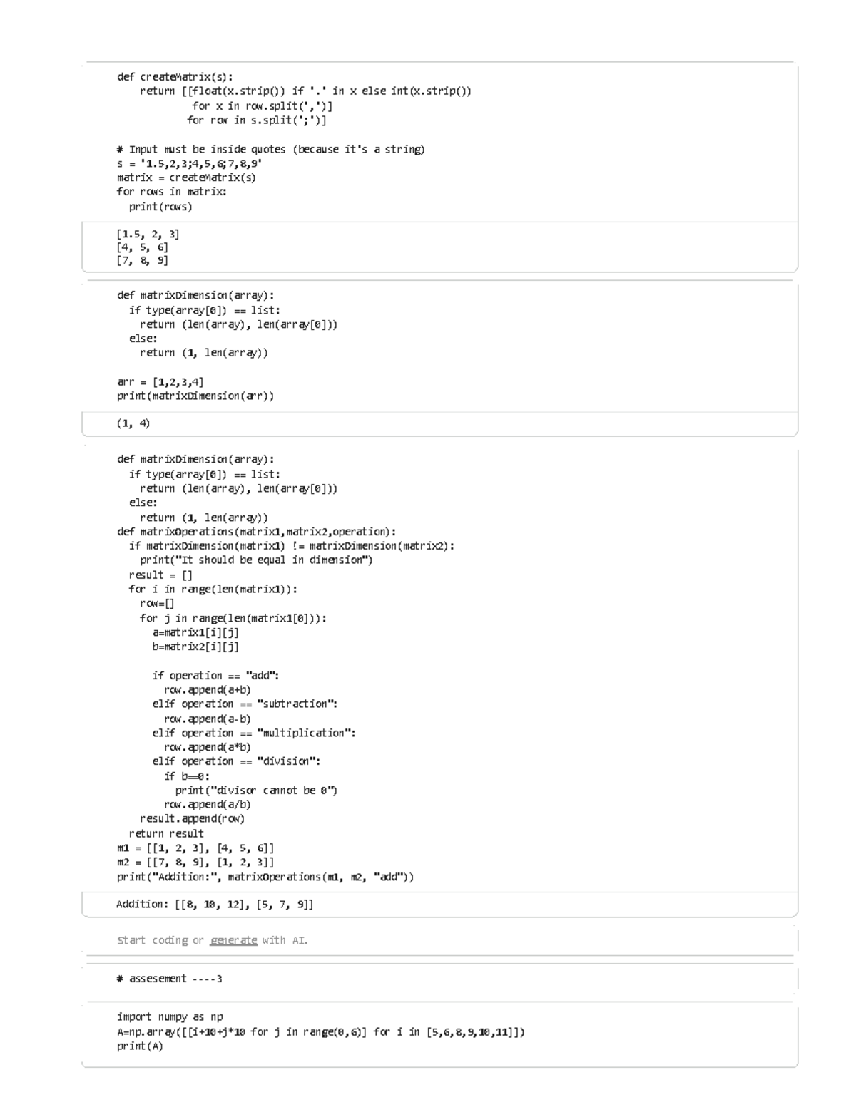 Python Matrix Operations and Analysis - CS101 Final Exam Notes - Studocu