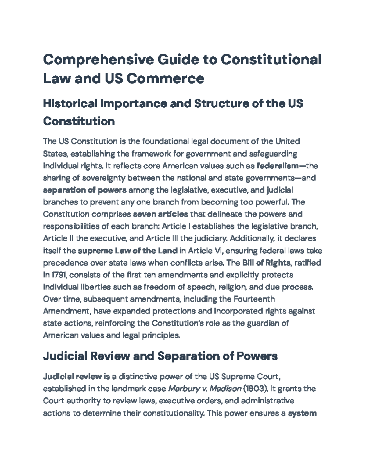 Comprehensive Overview of Constitutional Law & U.S. Commerce (LAW 101 ...
