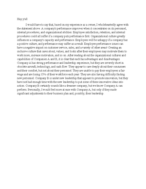 Milestone two 580 - notes - Milestone Two Blake A. Davis MBA 580 9/8 ...