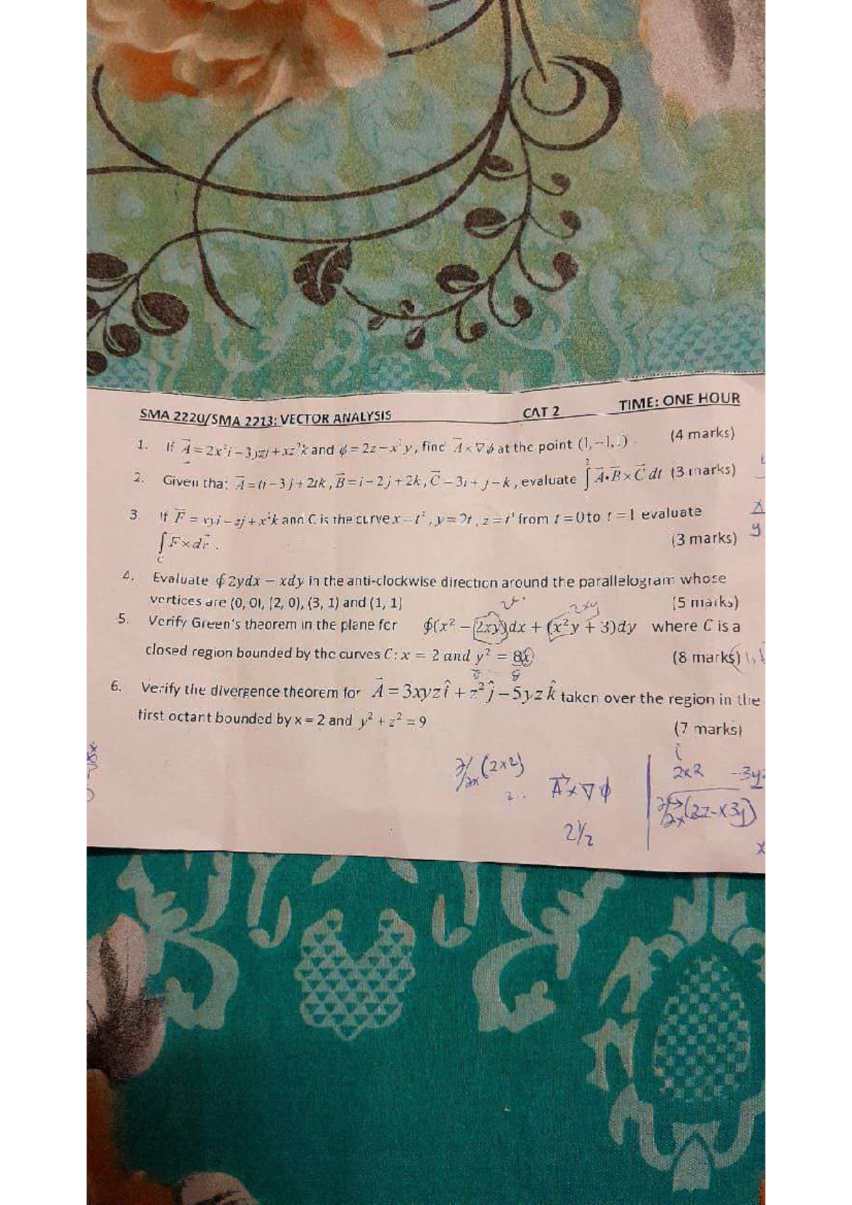 SMA 2213: Vector Analysis CAT 2 Exam Review Notes - Studocu