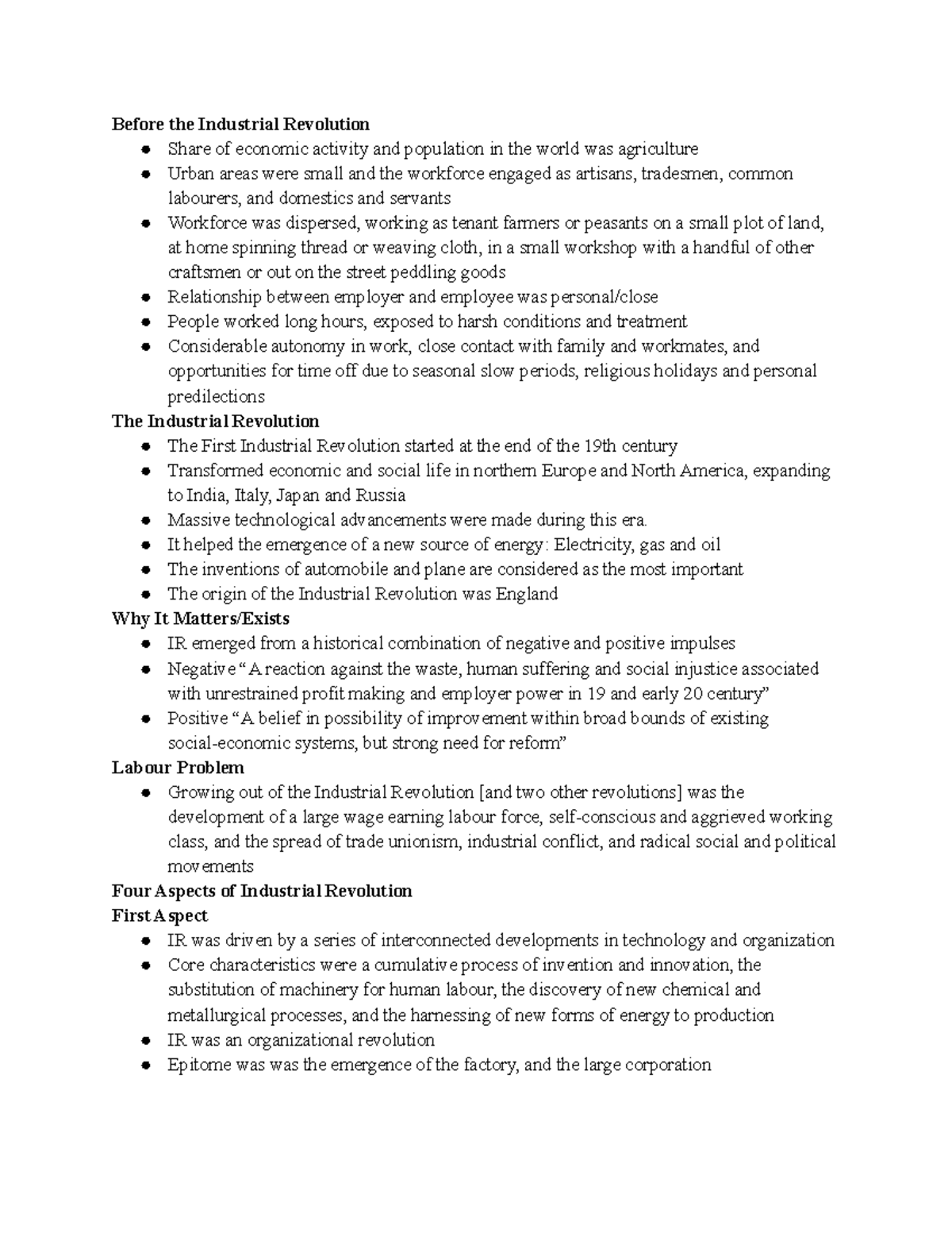 MHR 520 Lecture Notes 1 - The Industrial Revolution and Its Impact ...