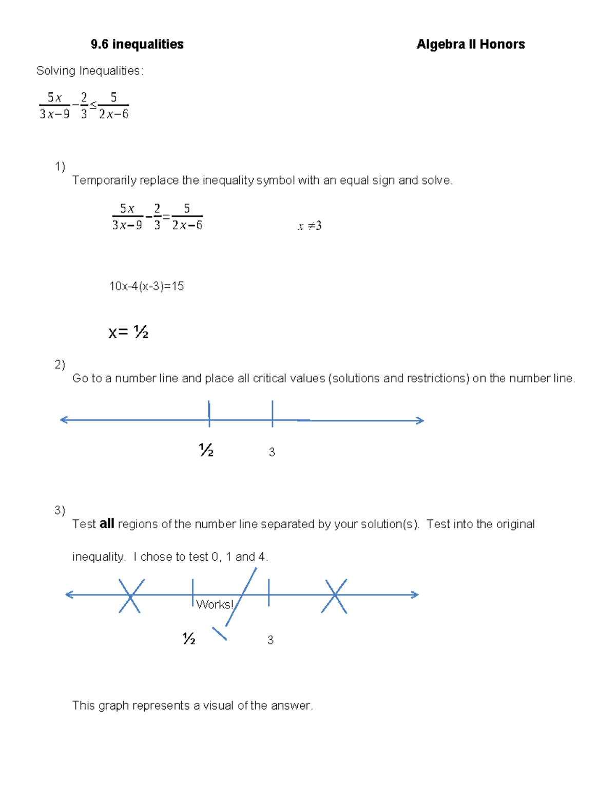 9.6 Algebra II Honors: Solving Inequalities with Class Examples - Studocu
