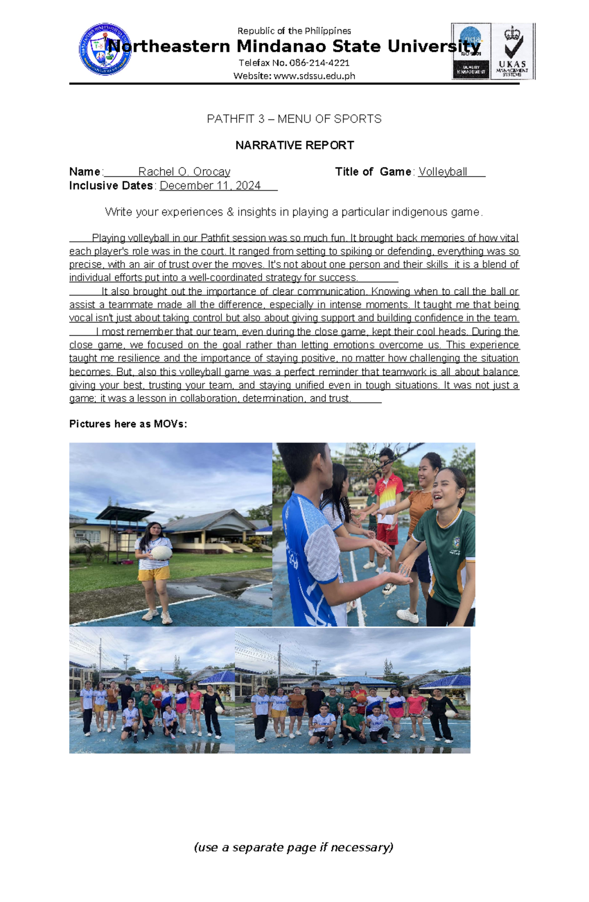 Final Requirement Orocay, Rachel O. BSED- Science - Northeastern Mindanao State University ...