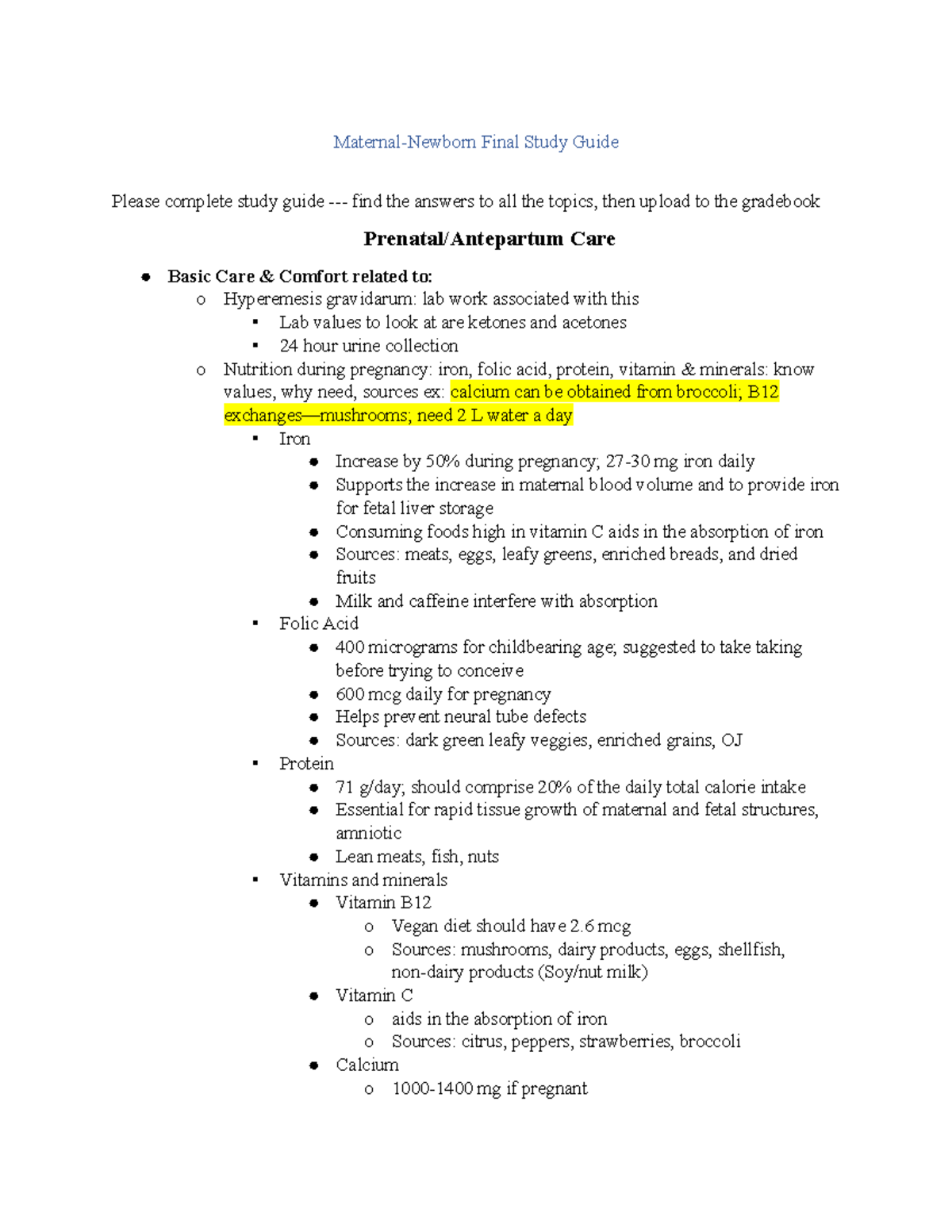 Maternal+Newborn+Final+Study+Guide+2021 - Maternal-Newborn Final Study ...