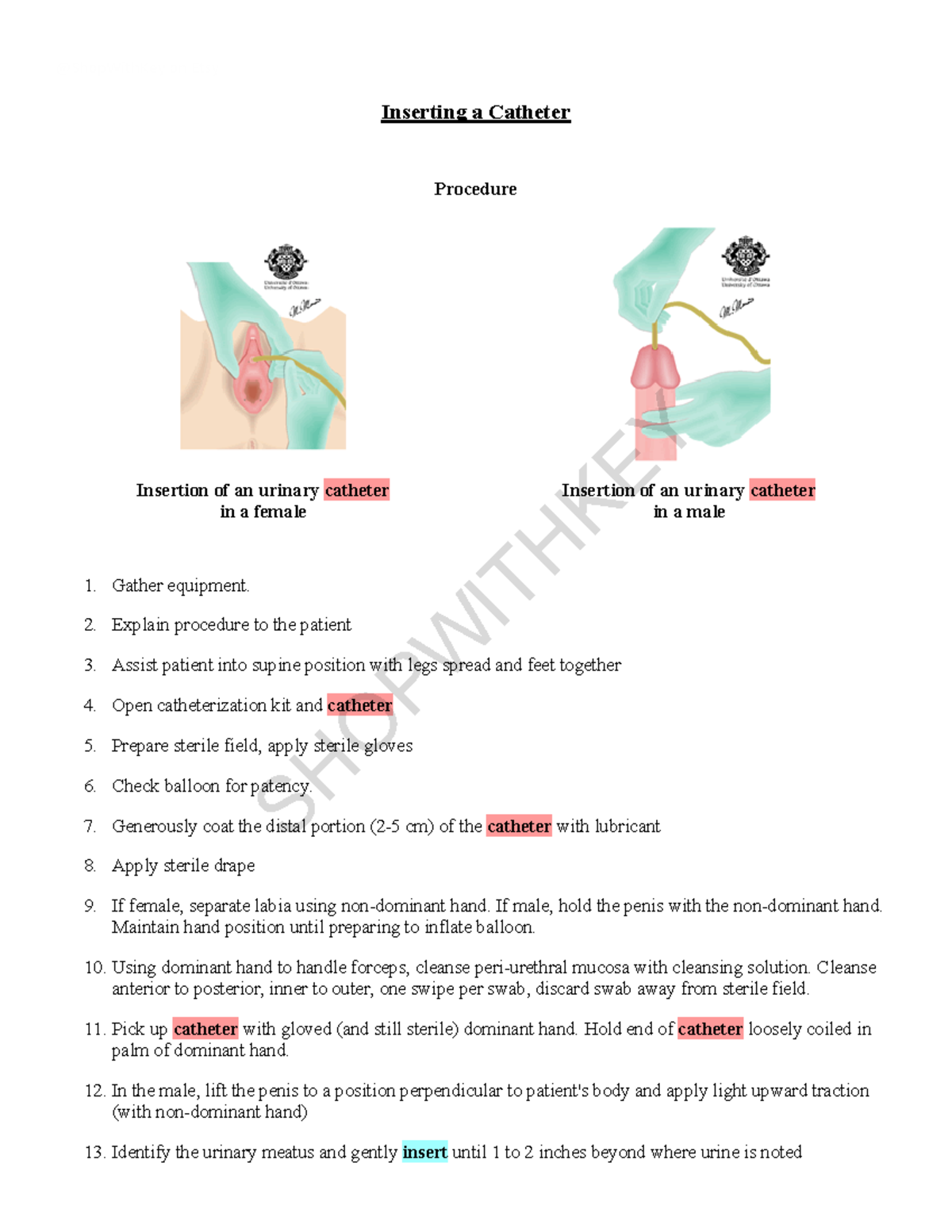 Woundcare Studyguide - wondcare guide - Inserting a Catheter Procedure ...