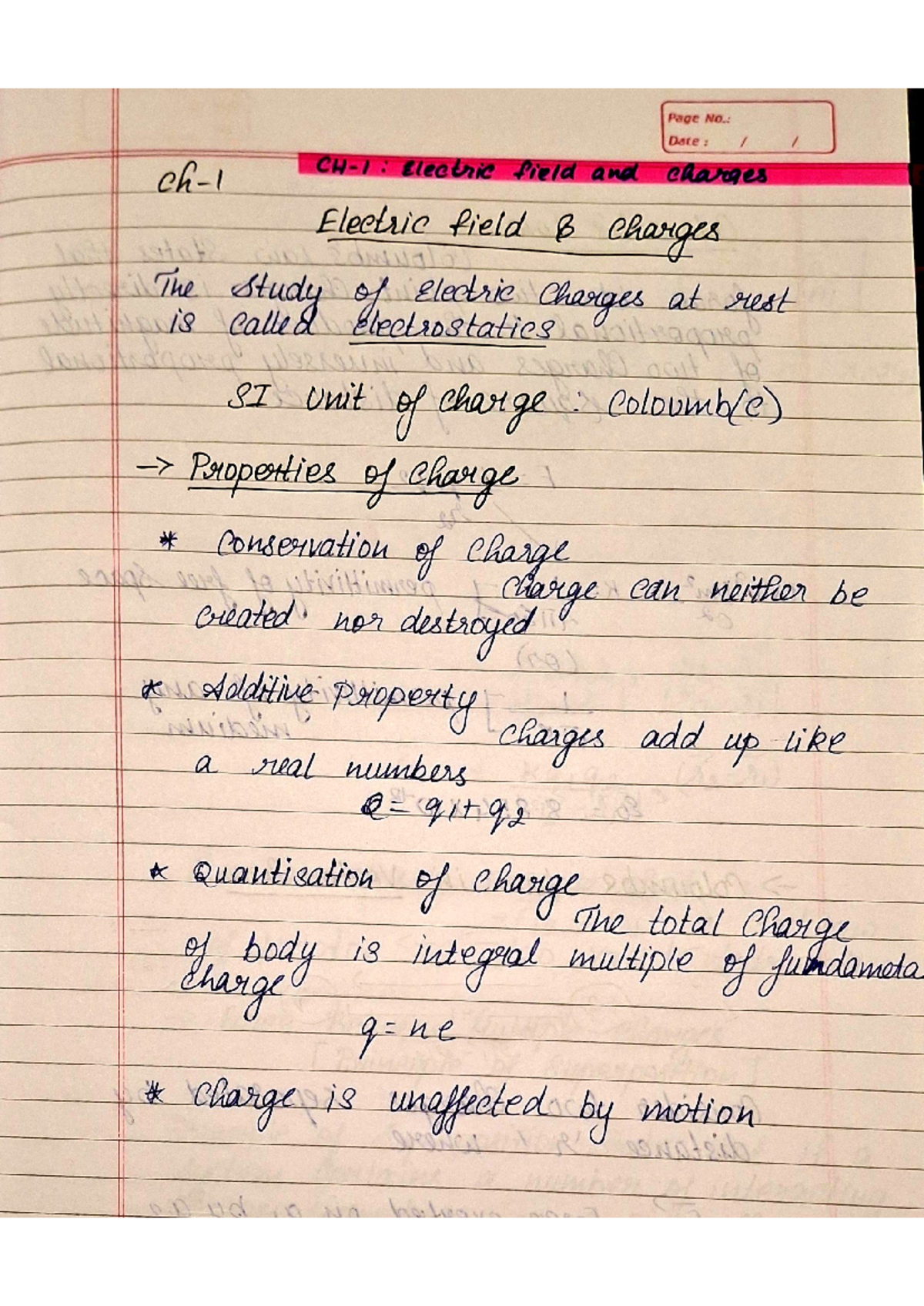 Physics CH-1: Electric Field and Charges Overview - Studocu