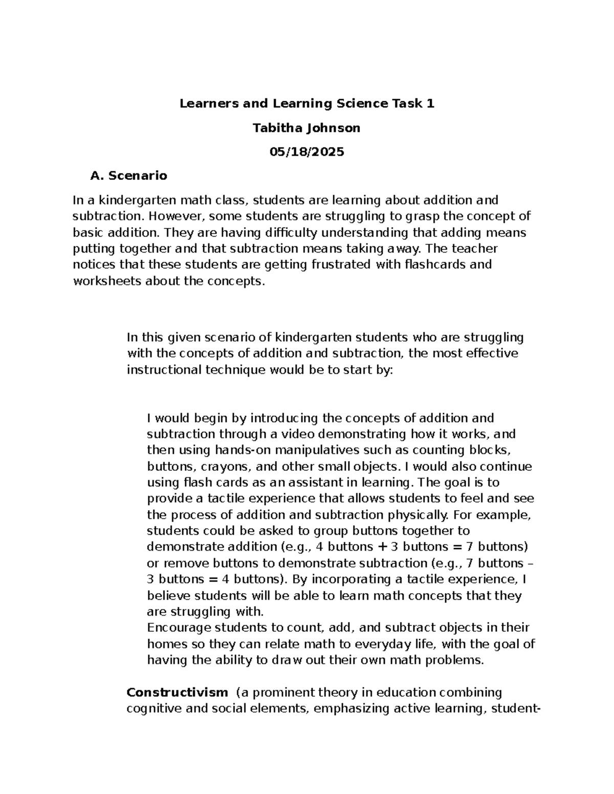 D664 Task 1: Enhancing Math Learning through Metacognitive Techniques - Studocu